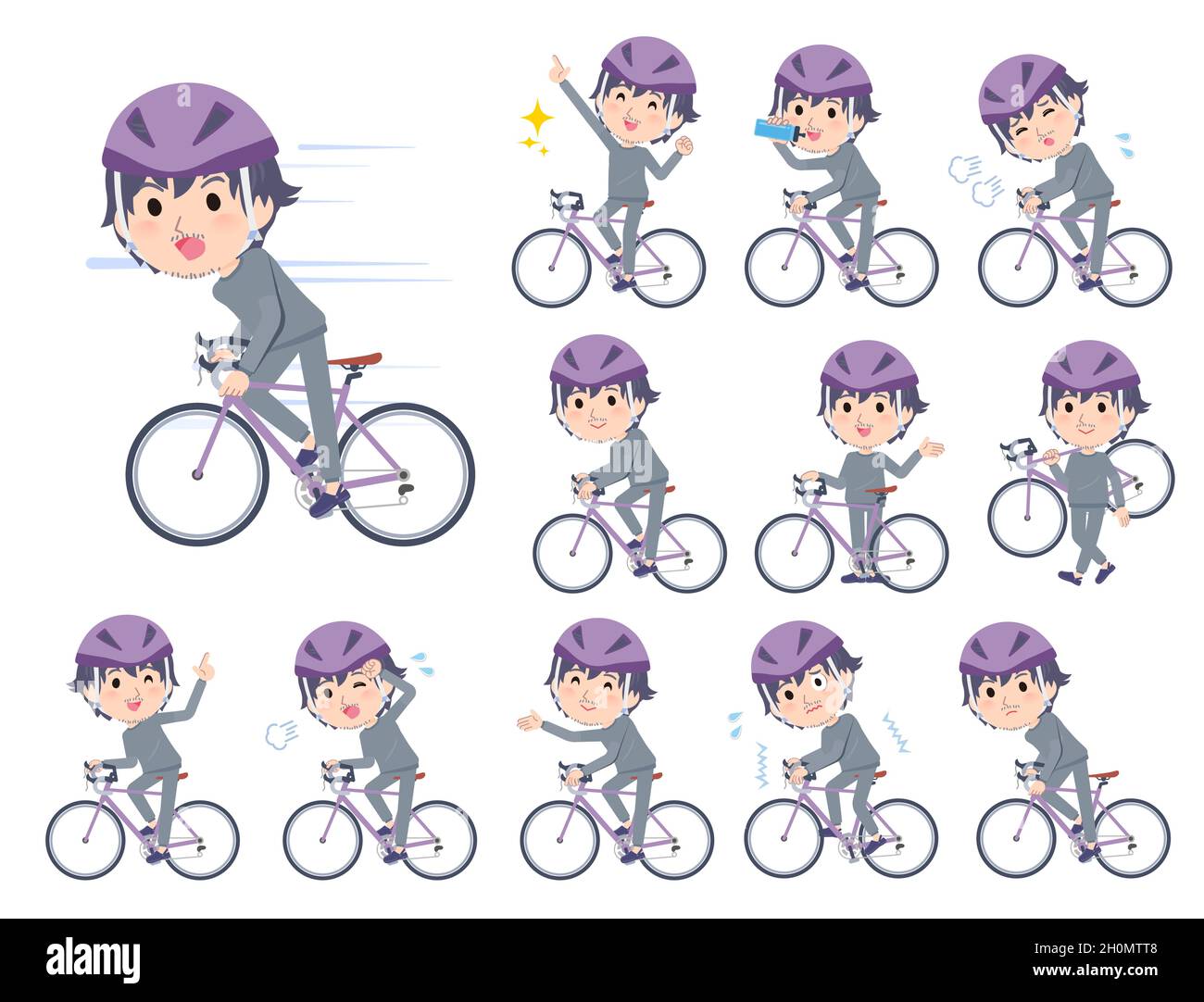 A set of NEET man on a road bike.It's vector art so easy to edit Stock ...