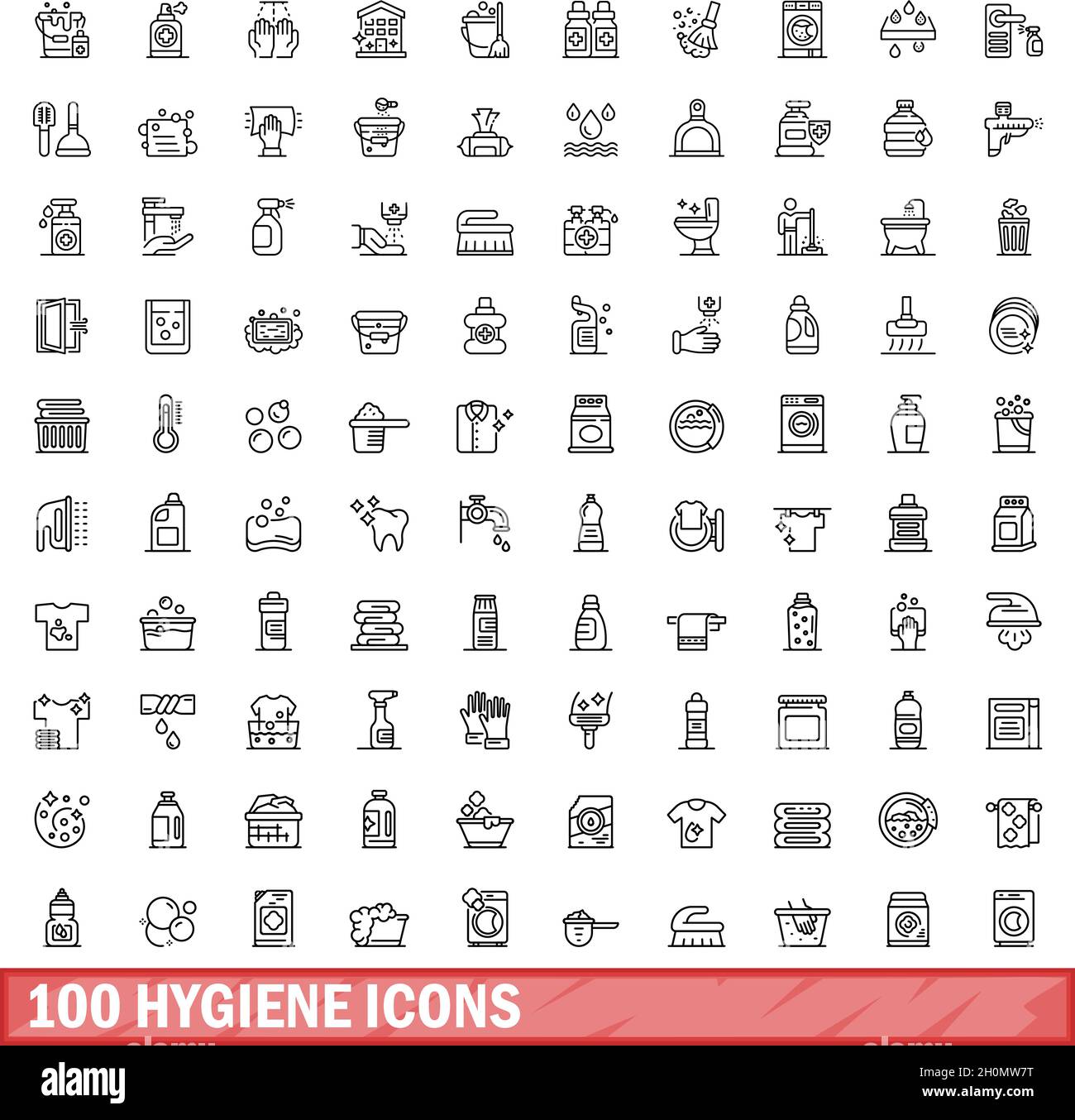 100 hygiene icons set. Outline illustration of 100 hygiene icons vector ...