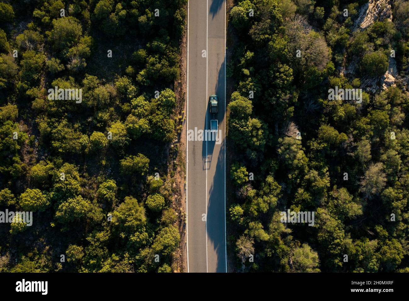 Aerial view of car driving on highway hi-res stock photography and ...