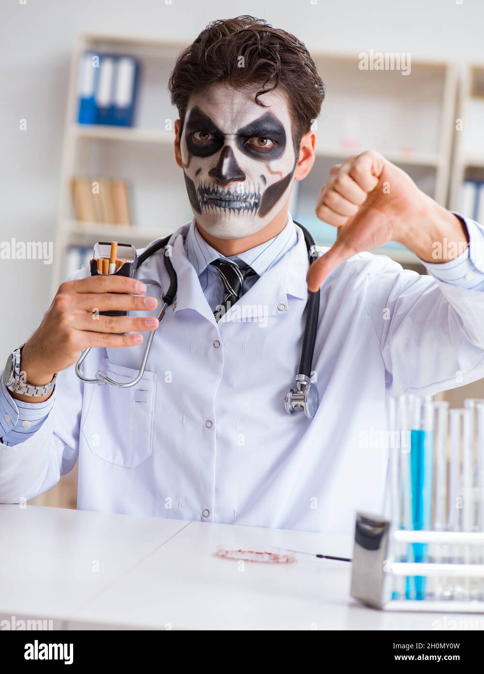 The scary monster doctor working in lab Stock Photo - Alamy