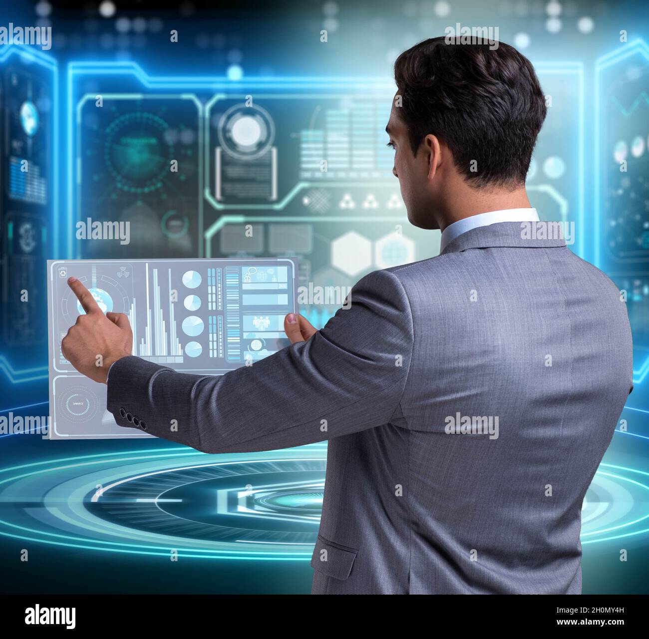 The businessman in big data management concept Stock Photo - Alamy