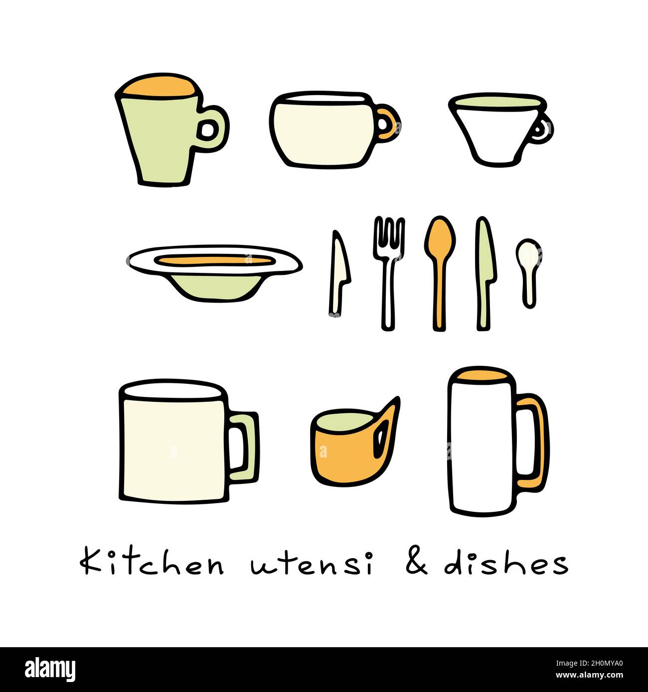 Kitchen serving spoons in Stock Vector Images - Alamy