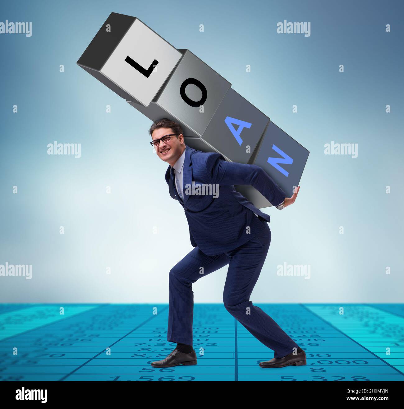 The man under the burden of loan Stock Photo - Alamy