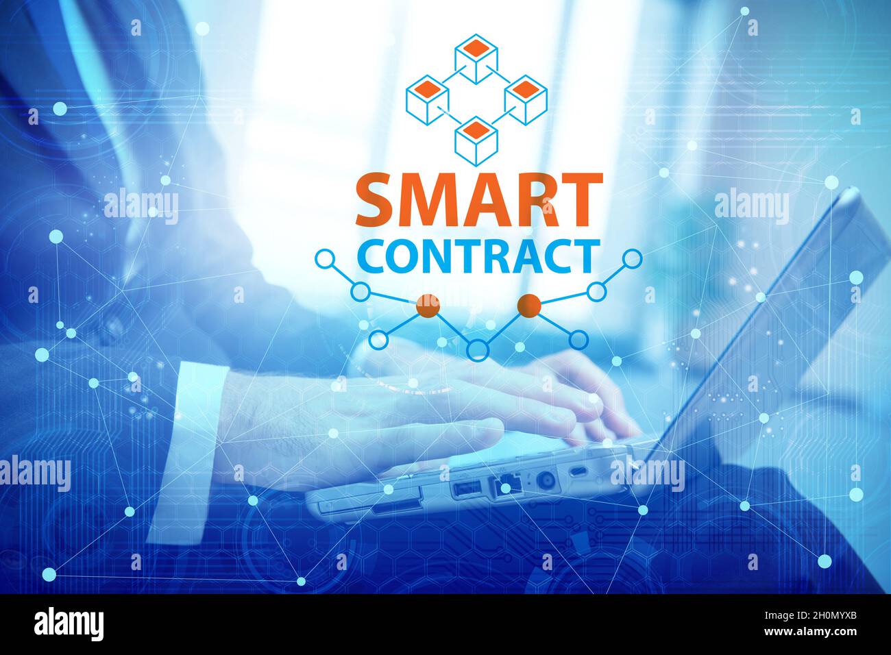 Smart contract as the illustration of blockchain concept Stock Photo ...