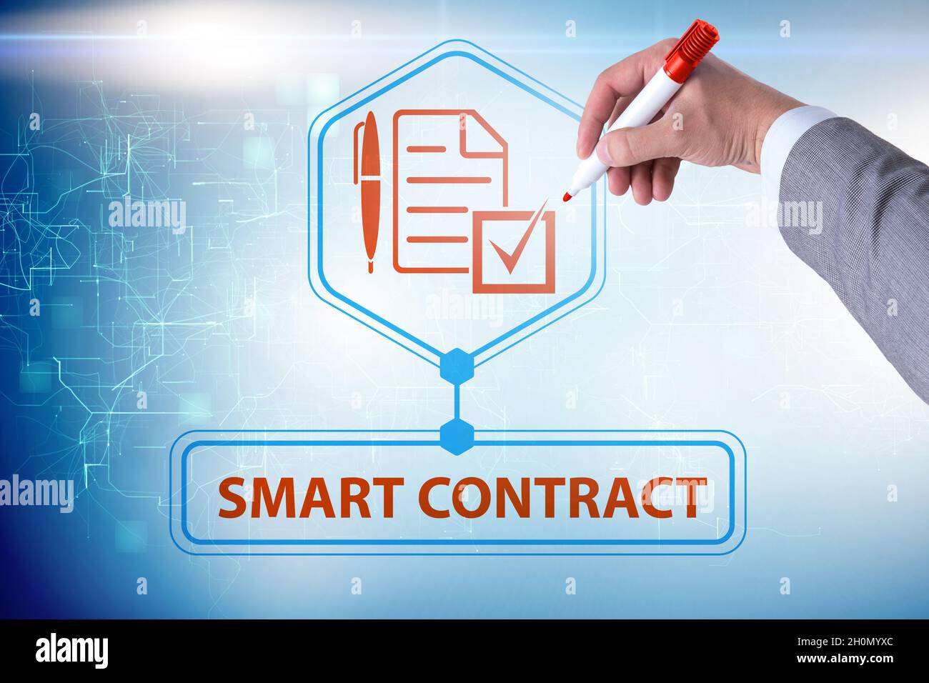 Smart contract as the illustration of blockchain concept Stock Photo ...