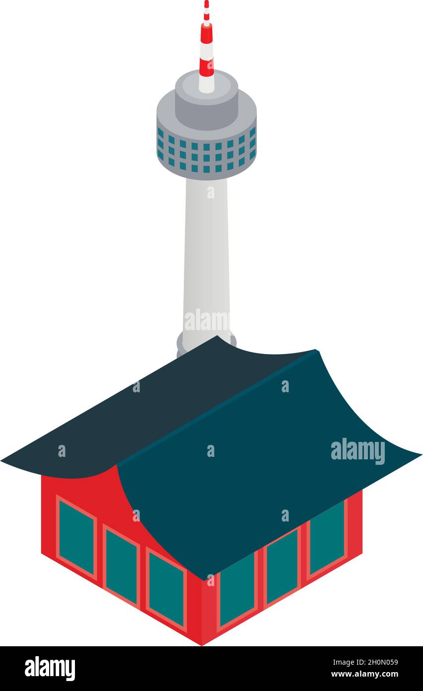 Seoul landmark icon isometric vector. Namsan tower and traditional ...