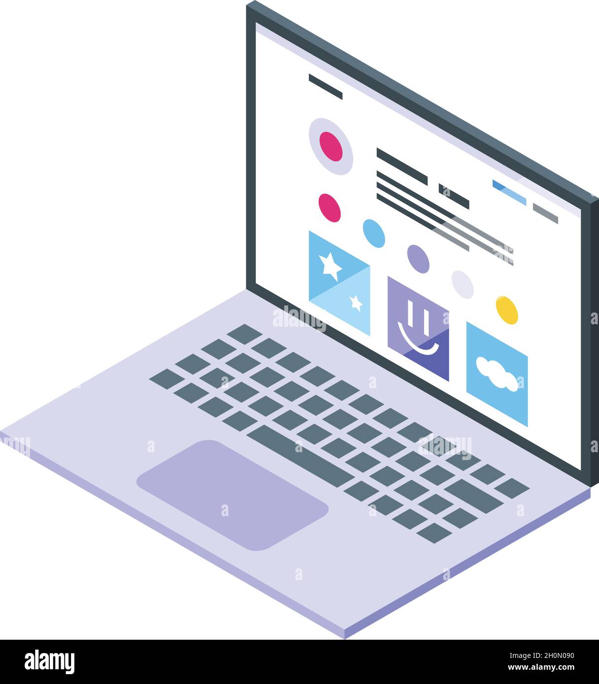 Internet laptop icon isometric vector. Online computer. Remote work ...