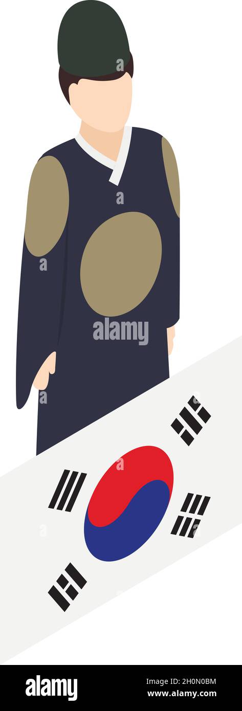 Korean man icon isometric vector. Korean traditional clothing and ...