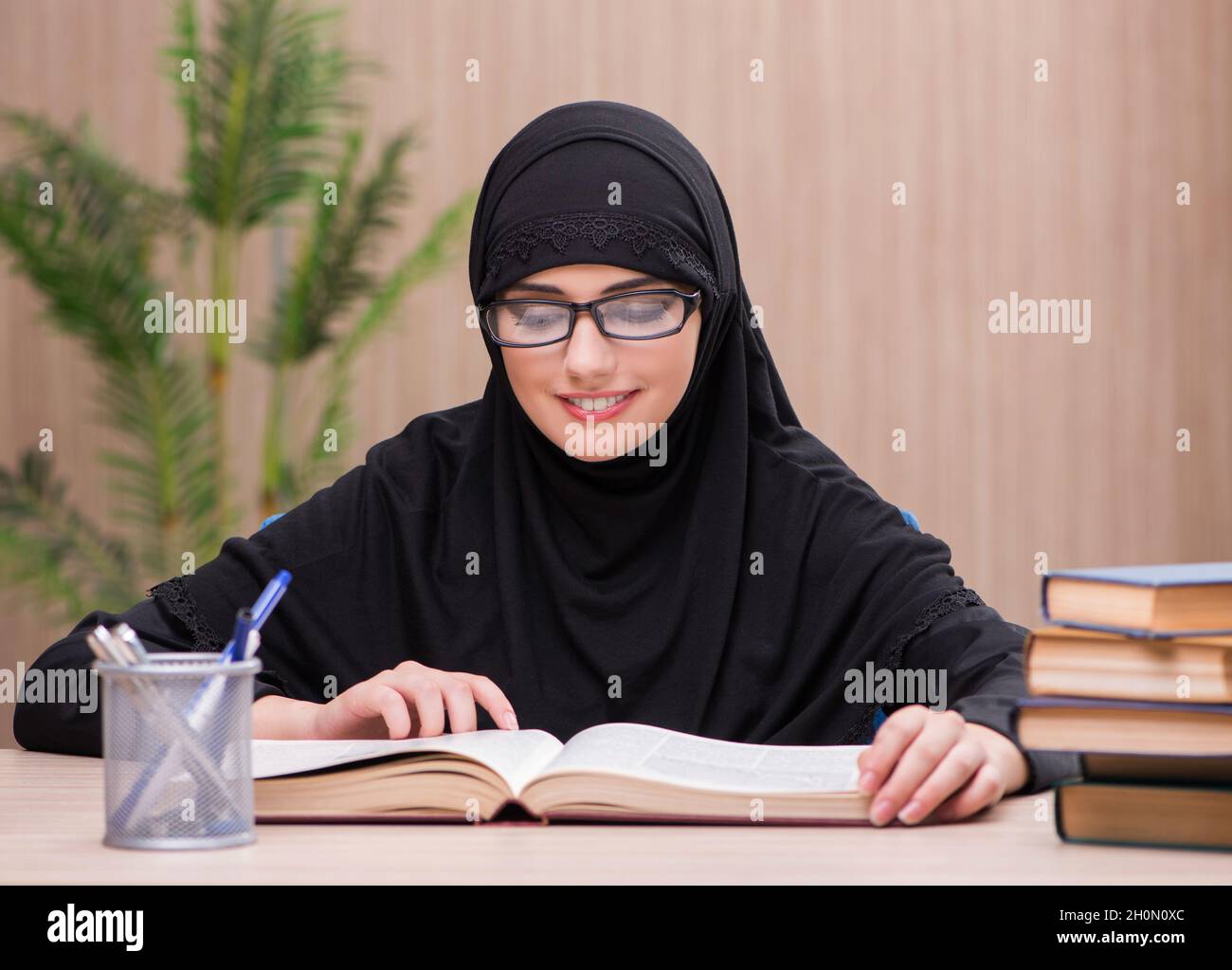 The woman muslim student preparing for exams Stock Photo - Alamy