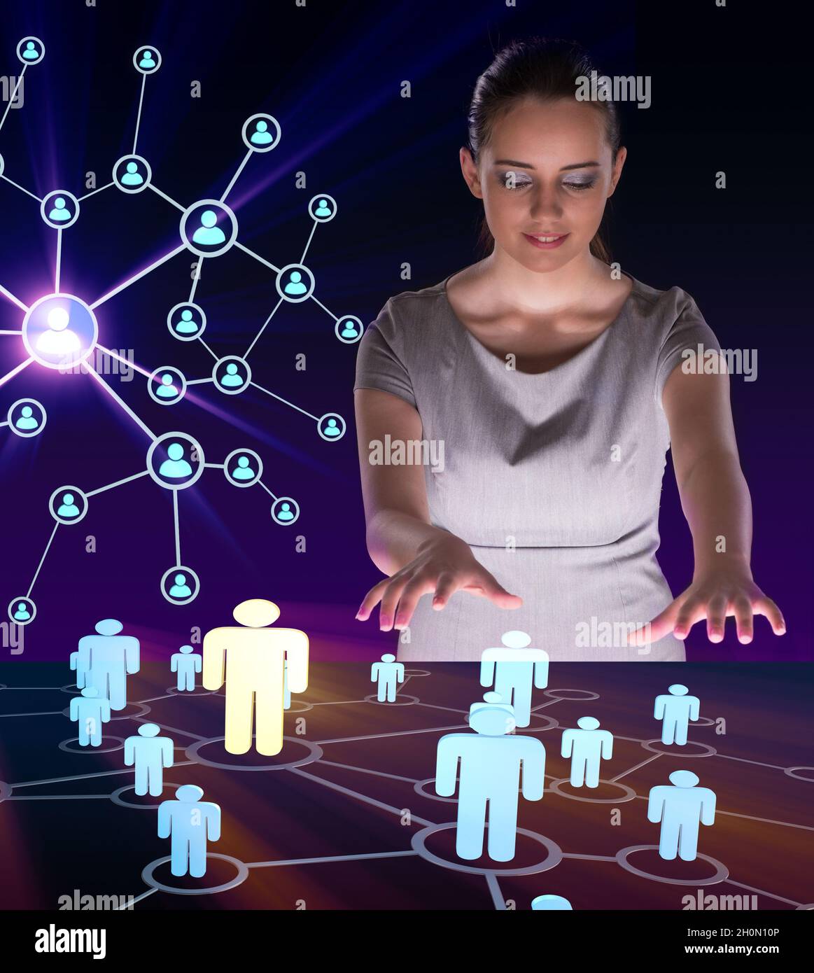 The young woman in social networks concepts Stock Photo - Alamy