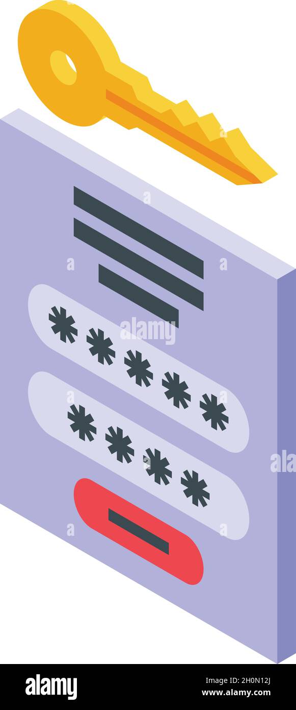 Login password icon isometric vector. Web computer. Website form Stock ...