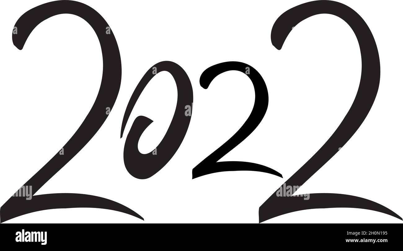 Black numbers 2022 Year of the tiger upcoming New Year holiday - Vector ...