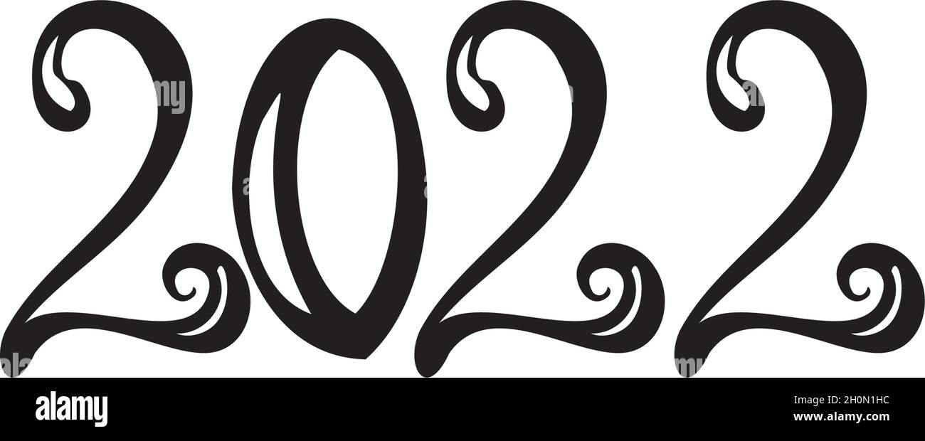 Black numbers 2022 Year of the tiger upcoming New Year holiday - Vector ...