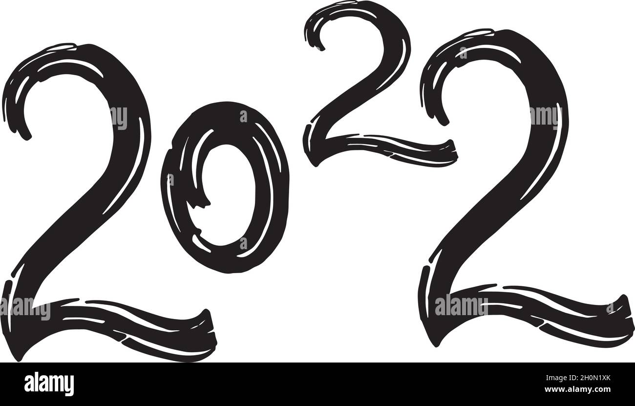 Black numbers 2022 Year of the tiger upcoming New Year holiday - Vector ...