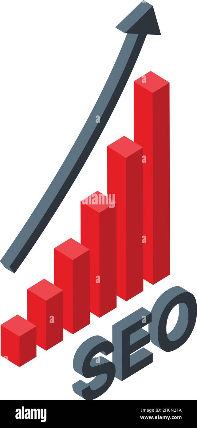Seo graph icon isometric vector. Data information. Digital engine Stock ...