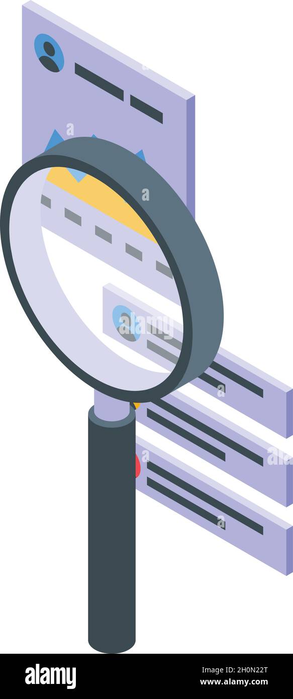 Seo magnifier icon isometric vector. Data analysis. Digital engine ...