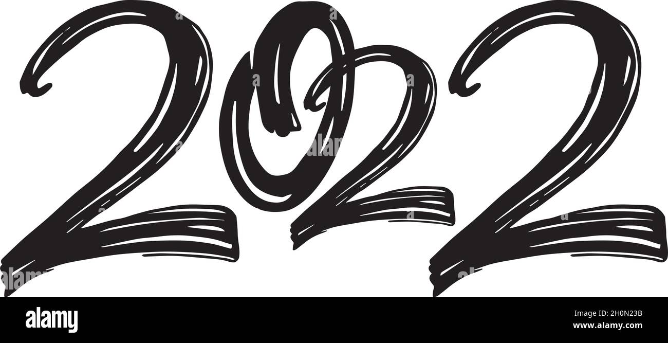 Black numbers 2022 Year of the tiger upcoming New Year holiday - Vector ...