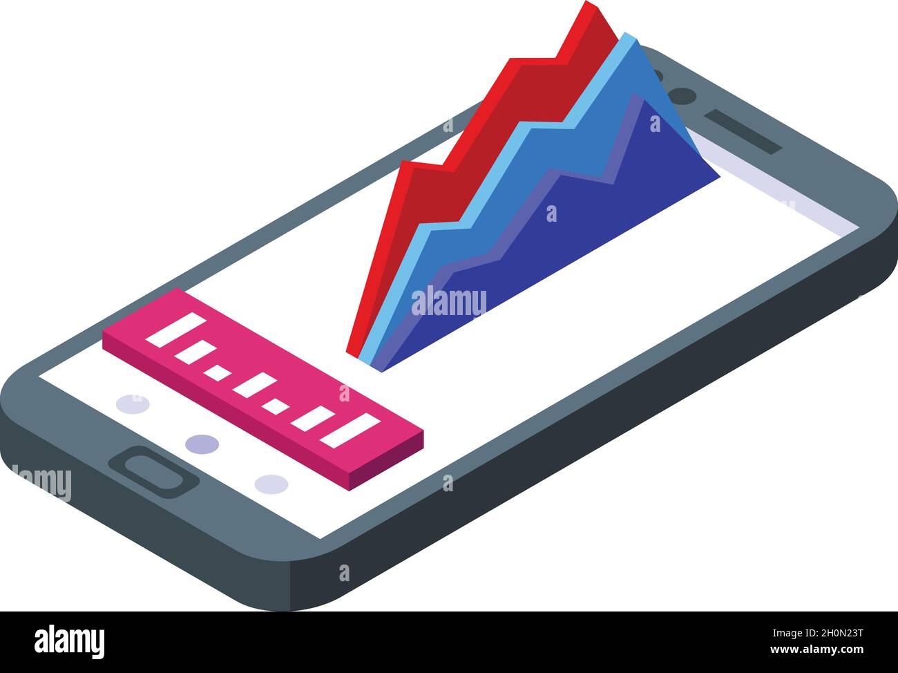 Smartphone graph icon isometric vector. Data analysis. Digital engine ...