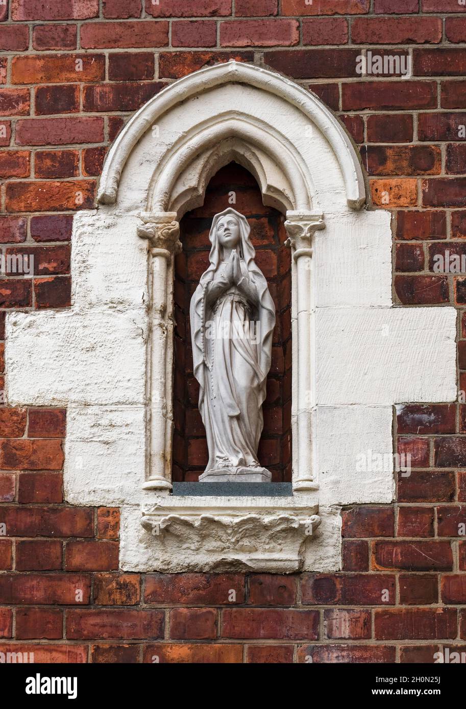 Architectural detail and statue at Our Lady and St Wilfred's Catholic ...