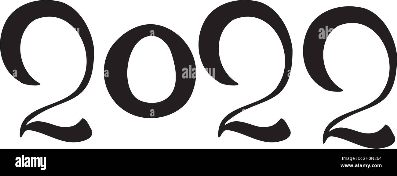 Black numbers 2022 Year of the tiger upcoming New Year holiday - Vector ...