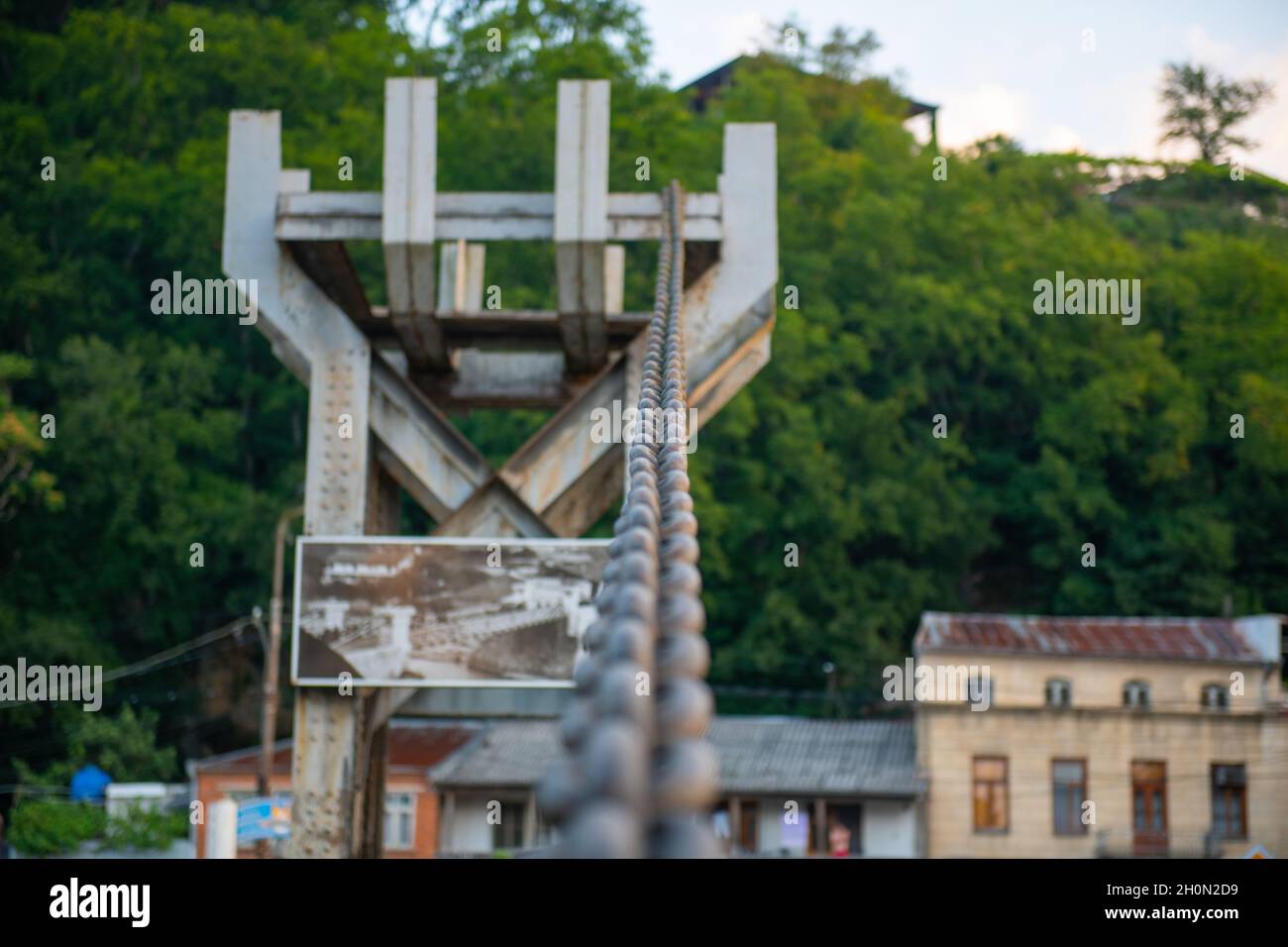 metal rusty pillars of the bridge in Kutaisi Stock Photo - Alamy