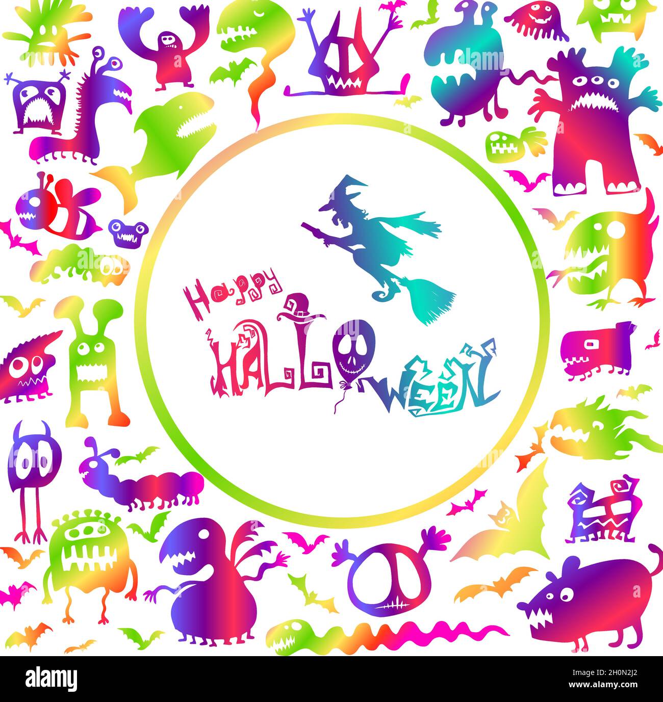 Funny monsters. Happy Halloween. Vector illustration Stock Vector Image ...