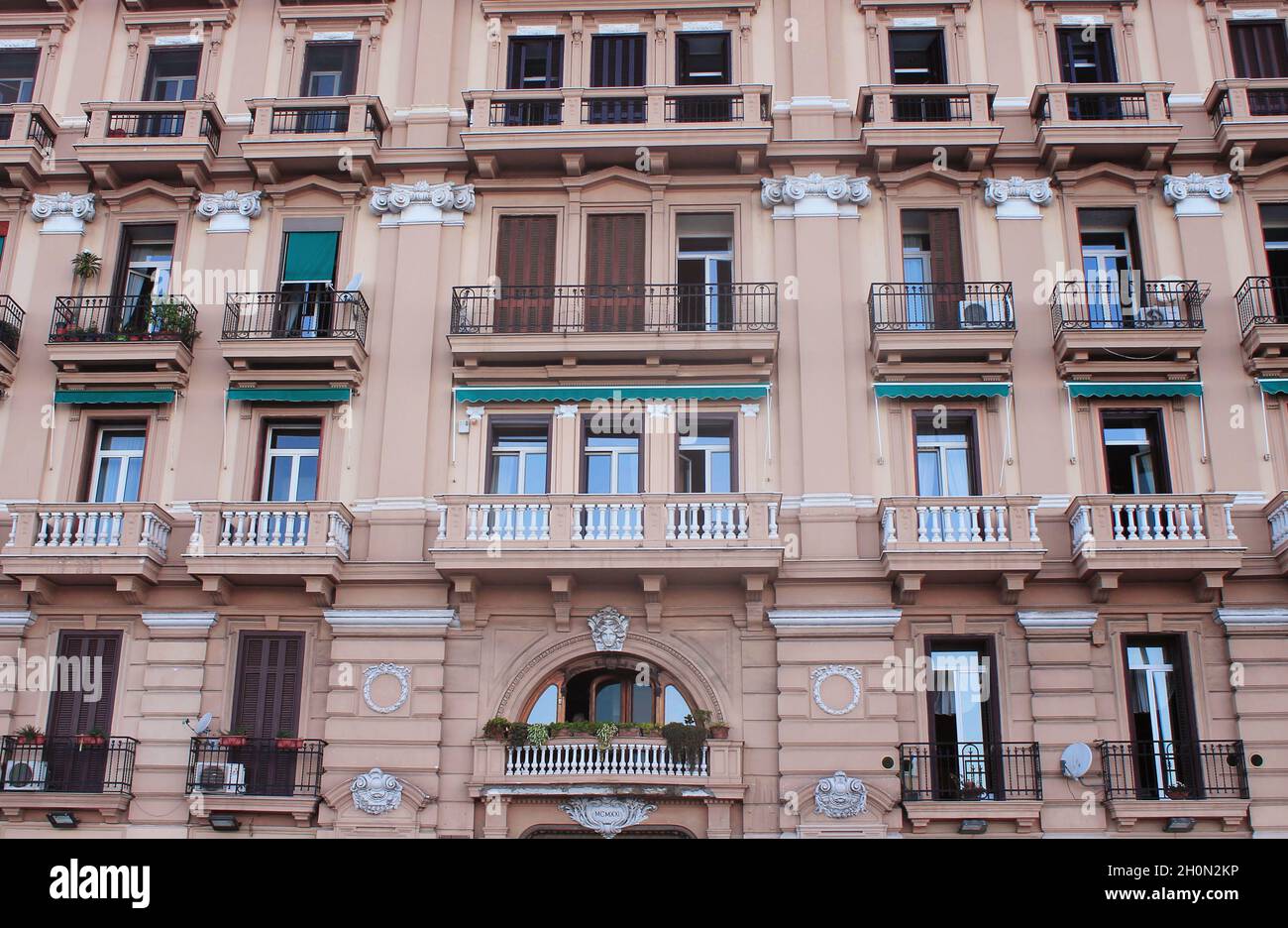 Italian facade of the old building with balconies Stock Photo - Alamy