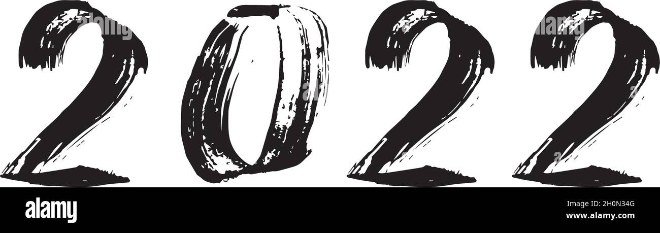 Black numbers 2022 Year of the tiger upcoming New Year holiday - Vector ...