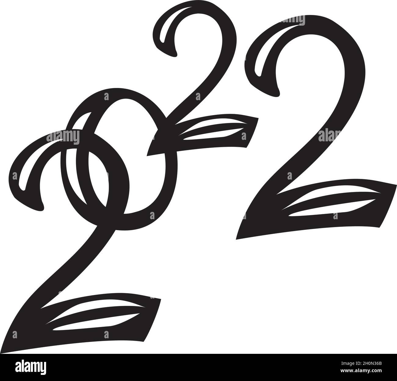 Black numbers 2022 Year of the tiger upcoming New Year holiday - Vector ...
