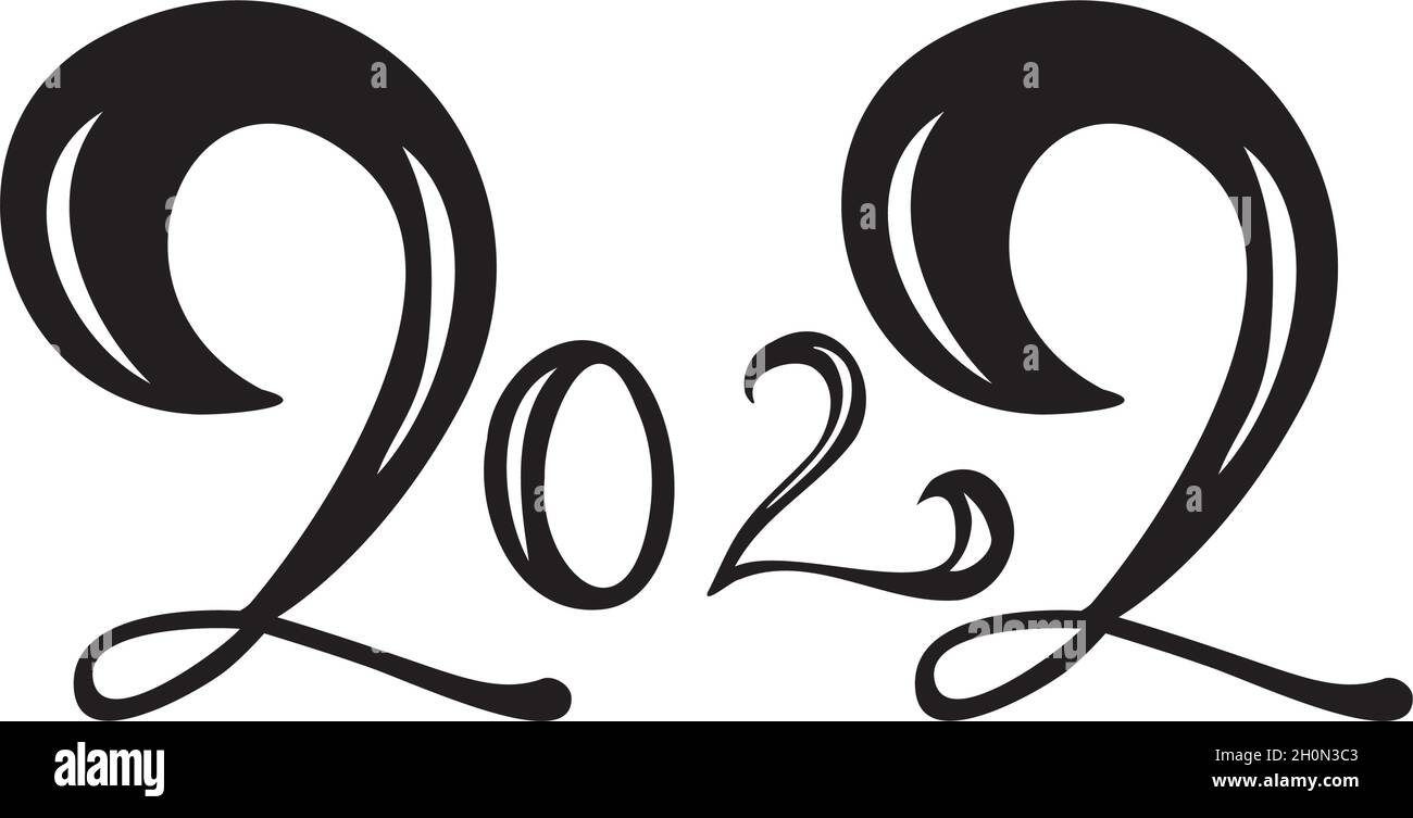 Black numbers 2022 Year of the tiger upcoming New Year holiday - Vector ...
