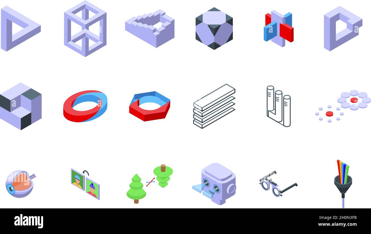 Visual perception icons set isometric vector. Future trendy. Augmented ... Visual perception icons set isometric vector. Future trendy. Augmented ...