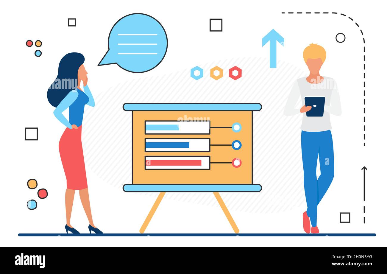 Business people work, research finance report vector illustration ...