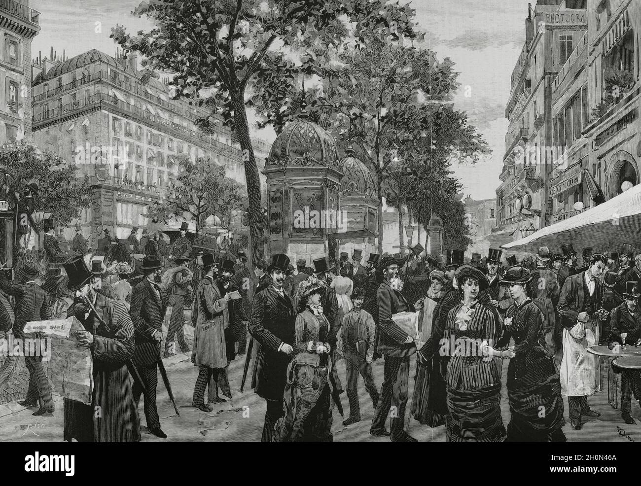 France, Paris. Parisian customs. The Boulevard Montmartre at absinthe ...