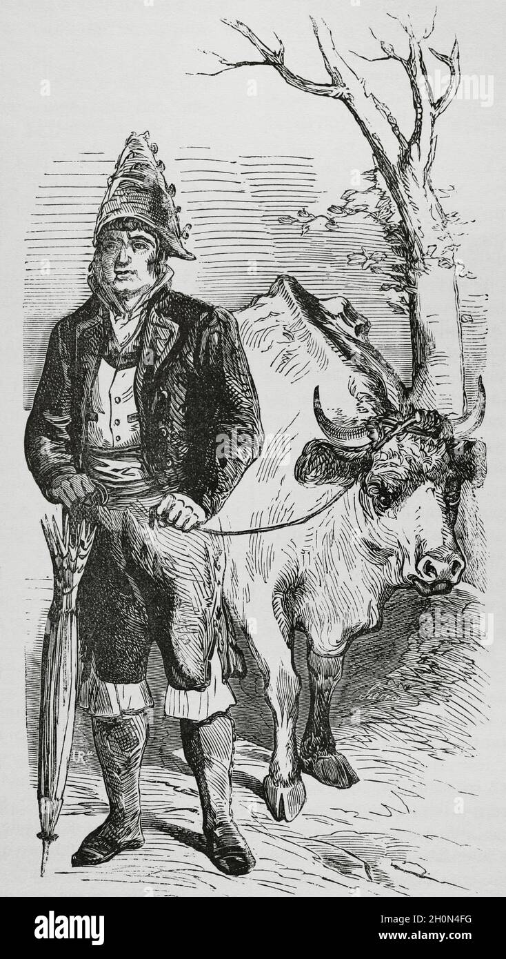 Spain. Galicia. Galician type. At the fair. Engraving. Cronica General ...