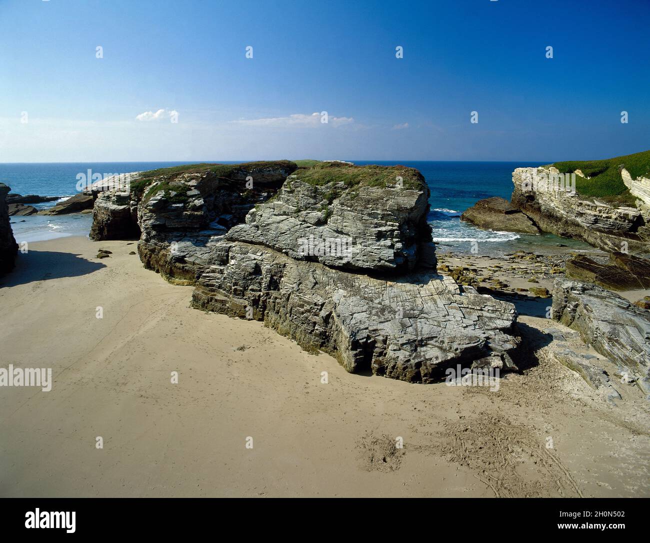 Spain, Galicia, Lugo province. A Mariña Oriental region. As Illas beach ...