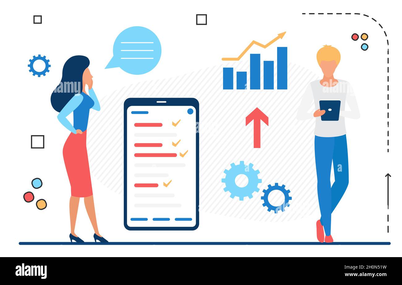 Business people work on data analysis, chart graph diagram app report ...