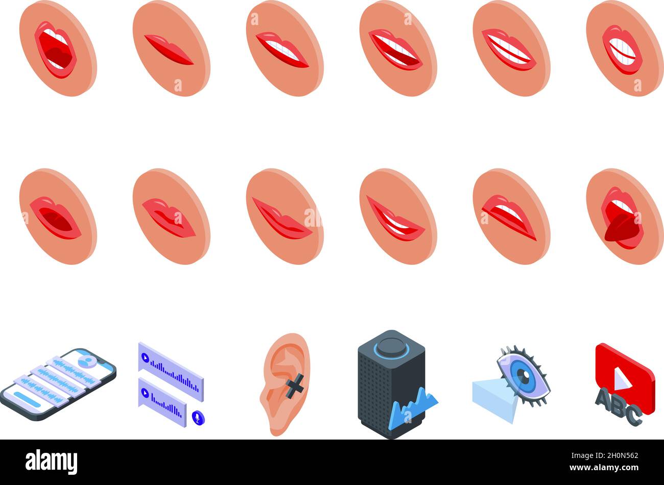 Articulation icons set isometric vector. Childhood development ...