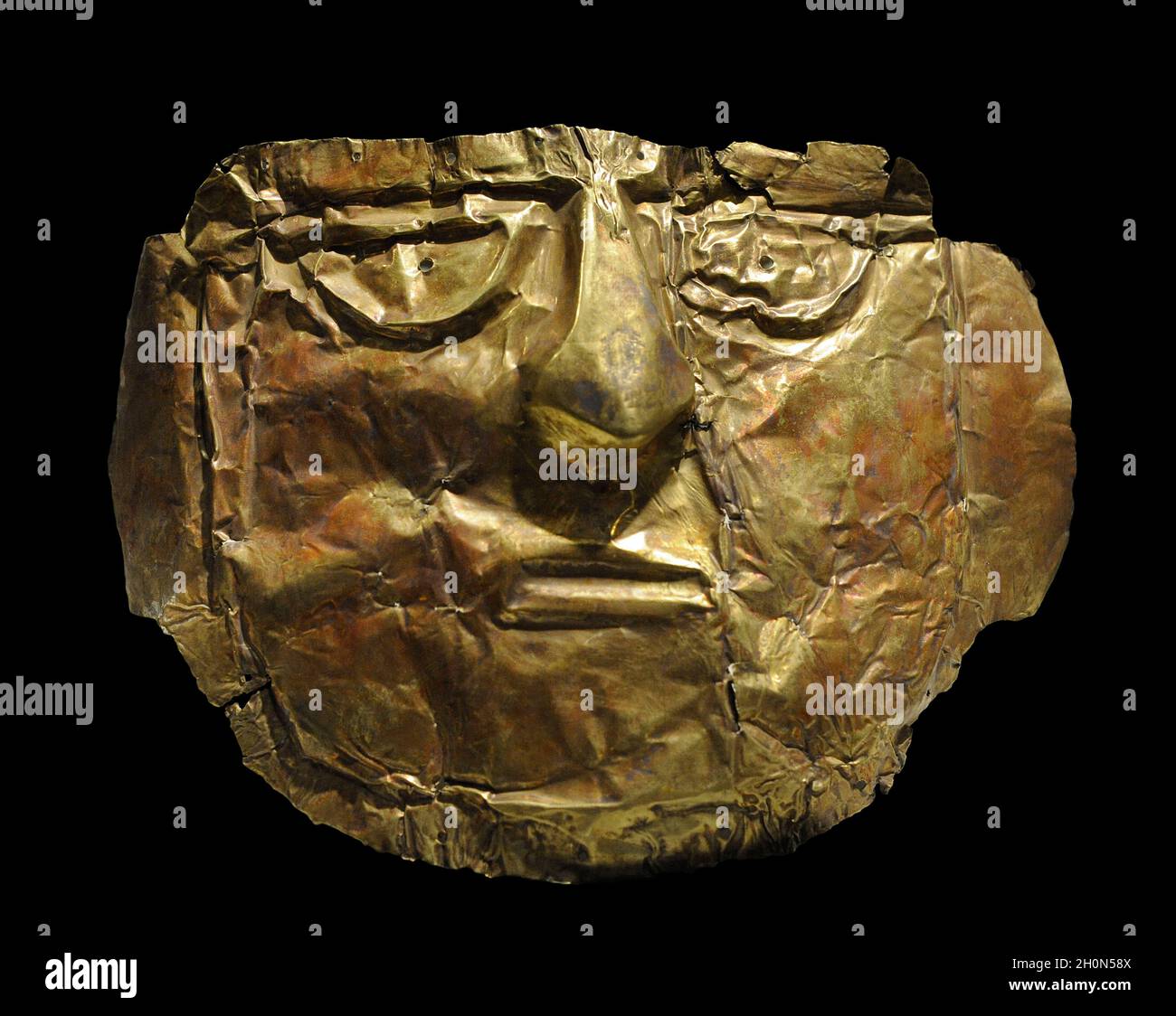 Funeral mask. Gold. Chimu culture. Late Intermediate period )1100-1400 ...