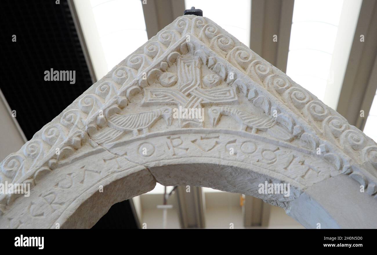 Templon beam and pediment with the name of Croatian Duke Braminir ...