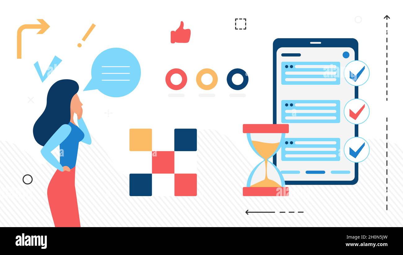 Businesswoman working with financial data analytics application vector ...
