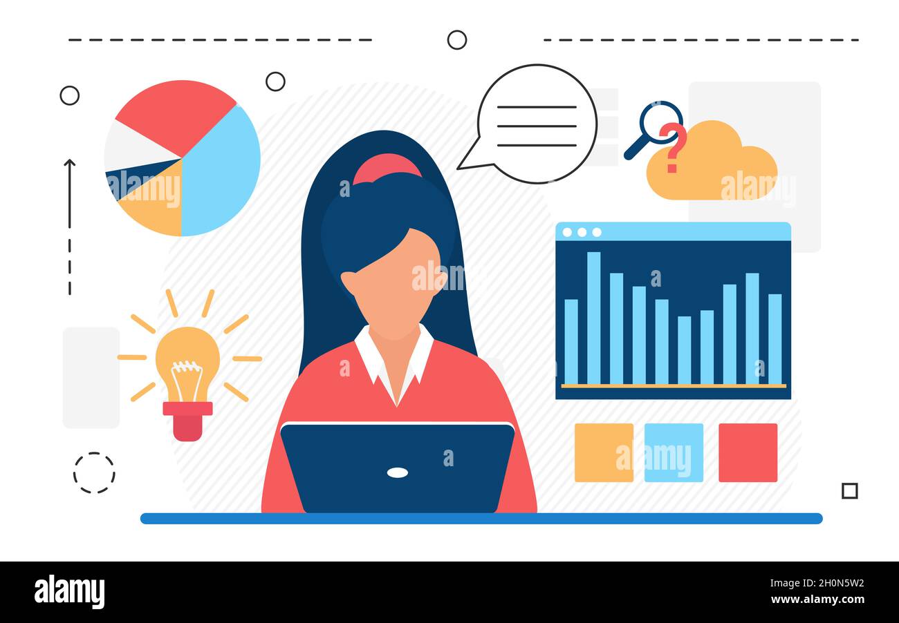 Business analytics technology, marketing analysis report vector ...