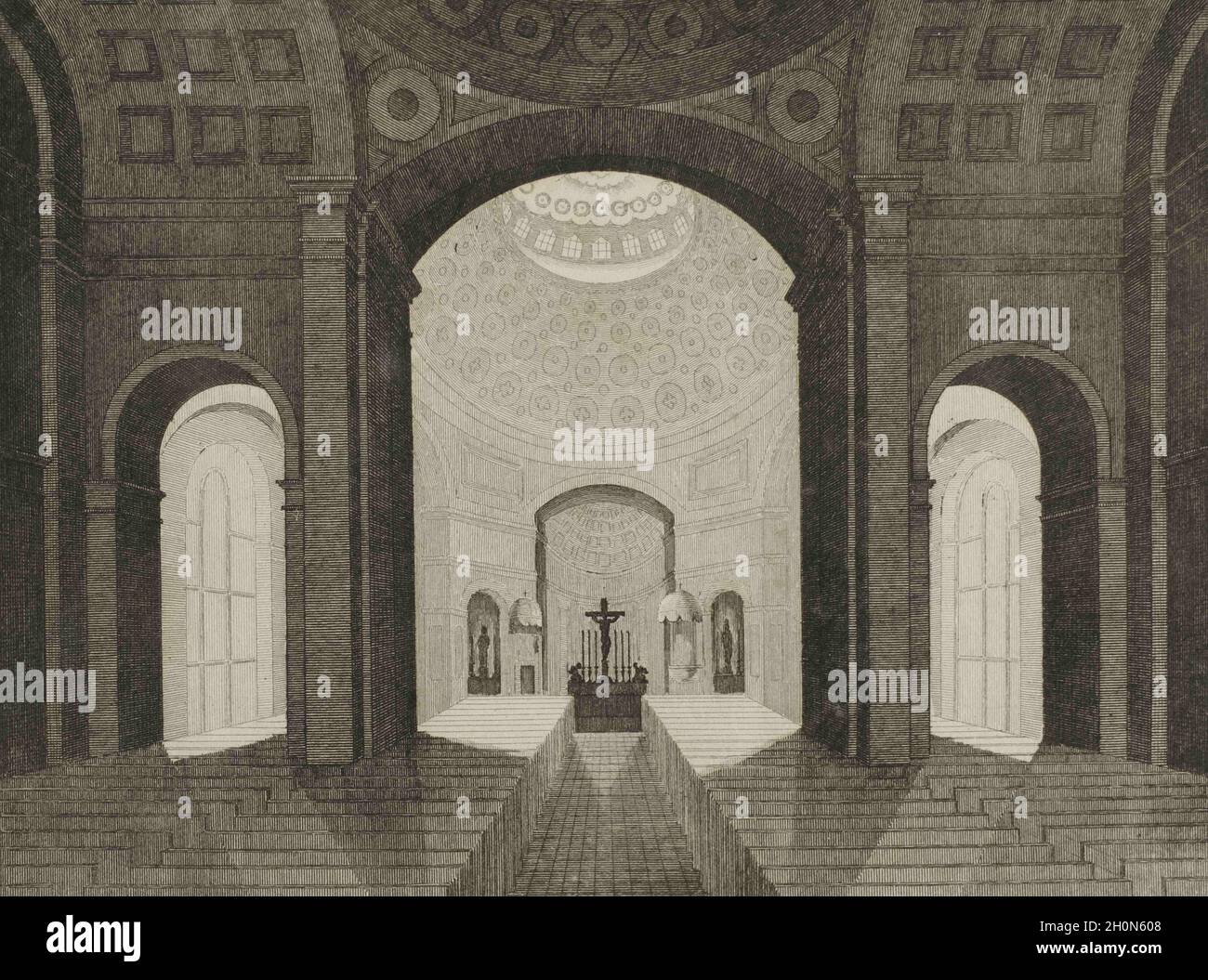 United States. Baltimore Catholic Cathedral. Interior of the temple. It ...