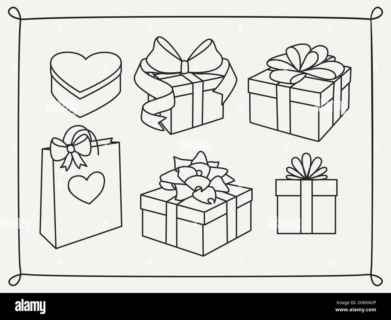 Doodle set of gift boxes Stock Vector Image & Art - Alamy