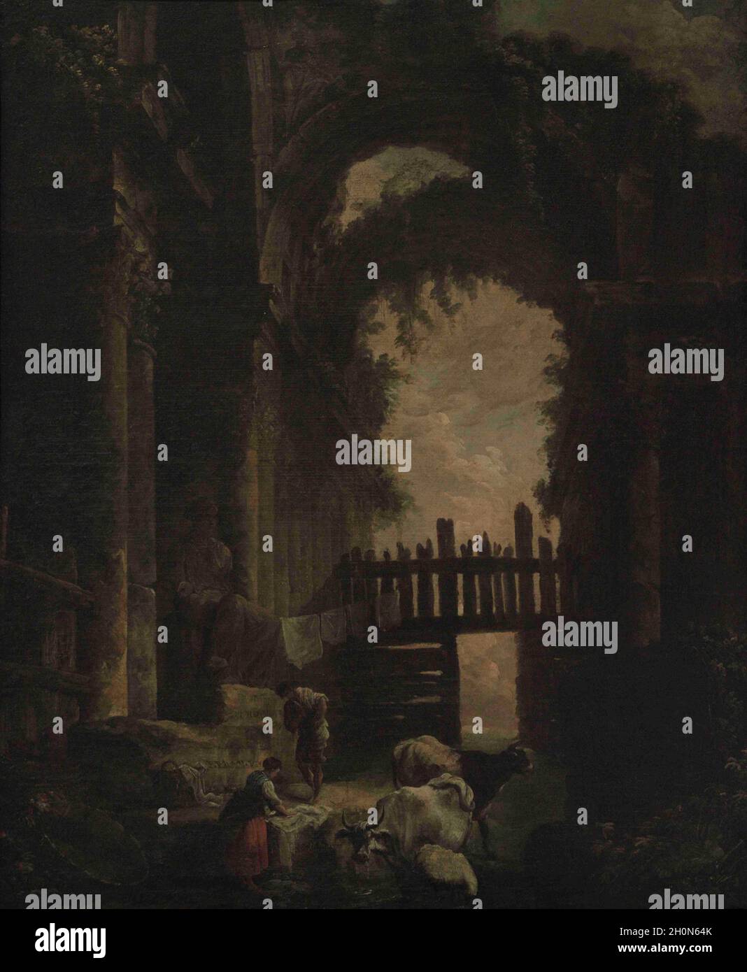 Hubert Robert (1733-1808). French painter. An Idyllic Landscape ...