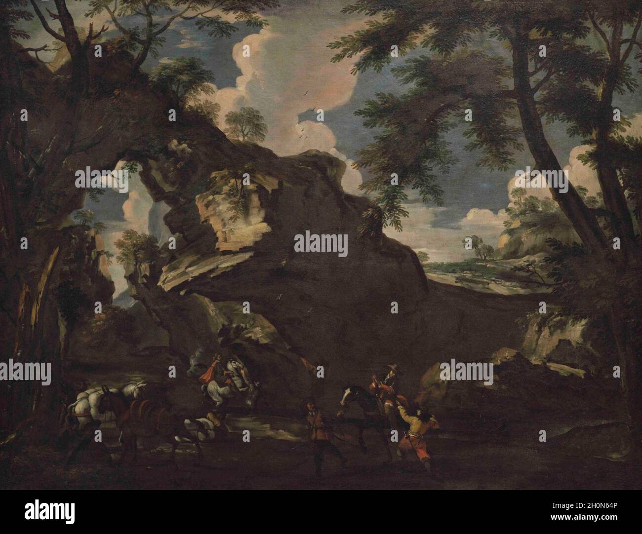 Nordic follower of Salvator Rosa (1615-1673). Landscape with bandits ...