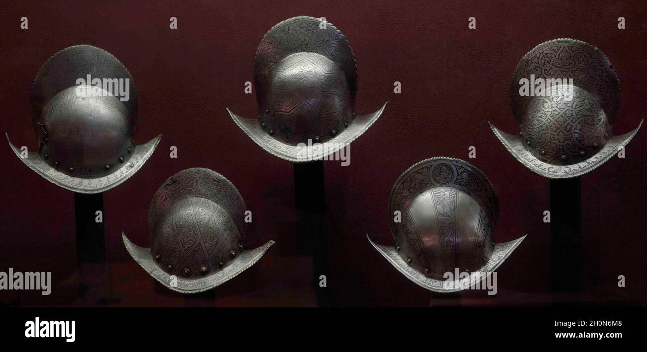 Morions. Type of helmet, 16th century. Armoury. Grandmaster Palace ...