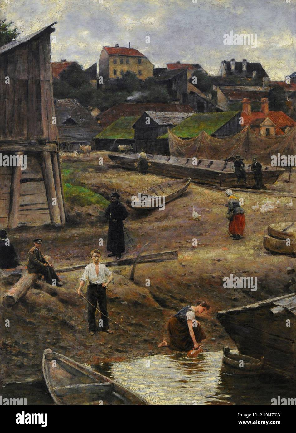 Aleksander Gierymski (1850-1901). Polish painter. Powisle, Riverbank of ...