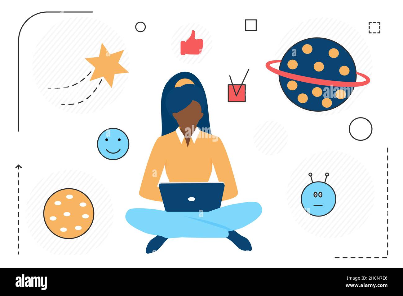 Space science research technology, astronomy vector illustration ...