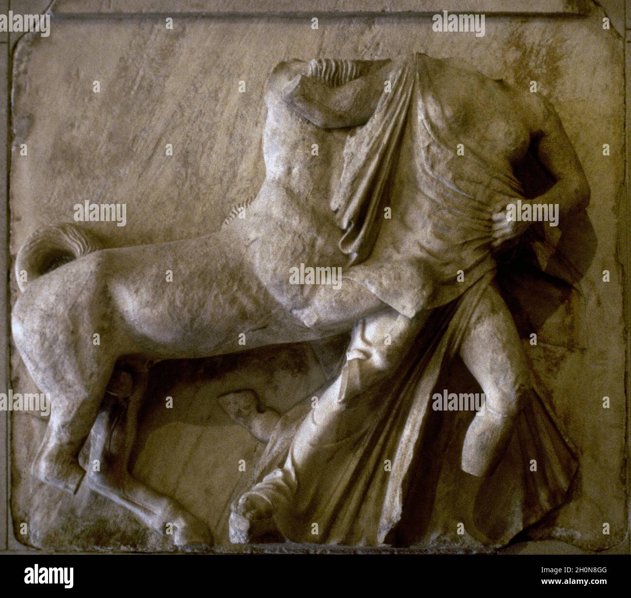 Greece. Metope of the Parthenon (5th century BC). Scene from the ...