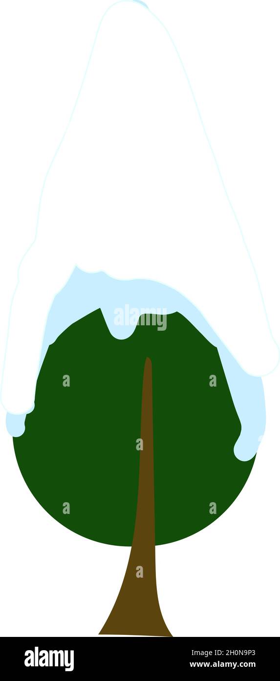 tree covered with snow cartoon style flat vector illustration clipart ...